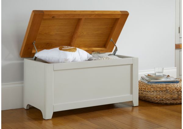 Cheshire Grey Painted Oak Blanket Box - Fully Assembled | Top Furniture