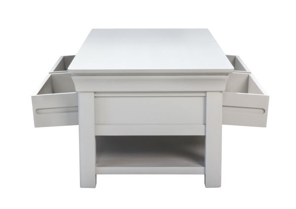 Toulouse Large Grey Painted Coffee Table 4 Drawers with Shelf | Fully ...