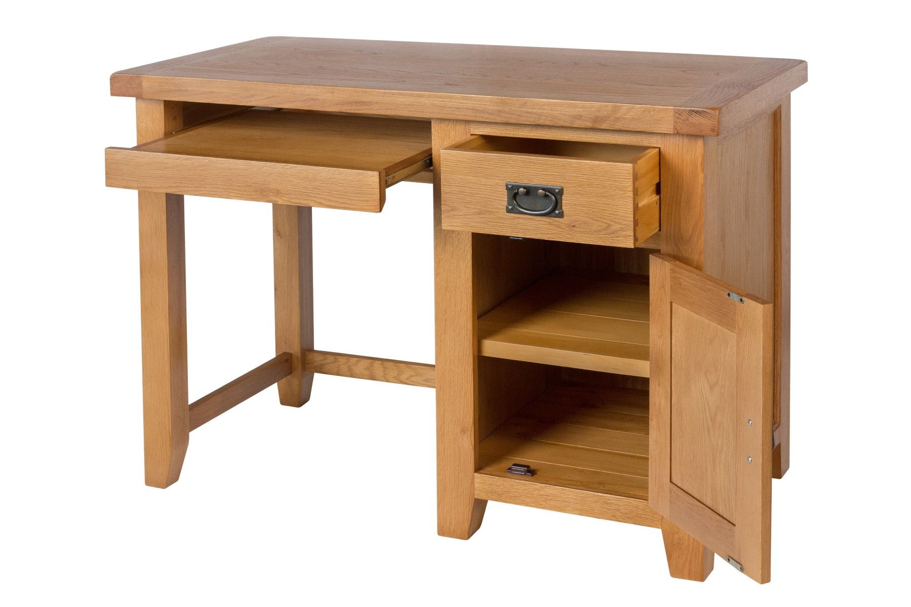Country Oak Single Pedestal Computer Desk | Home Office A | Top Furniture