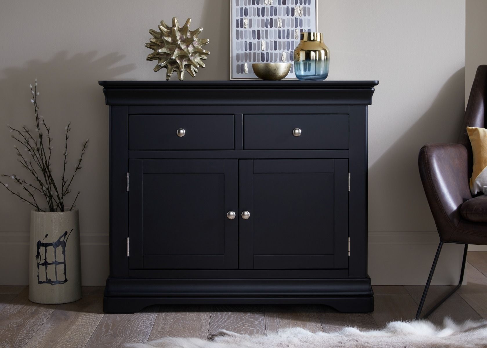 Toulouse 100cm Black Painted Sideboard with Drawers