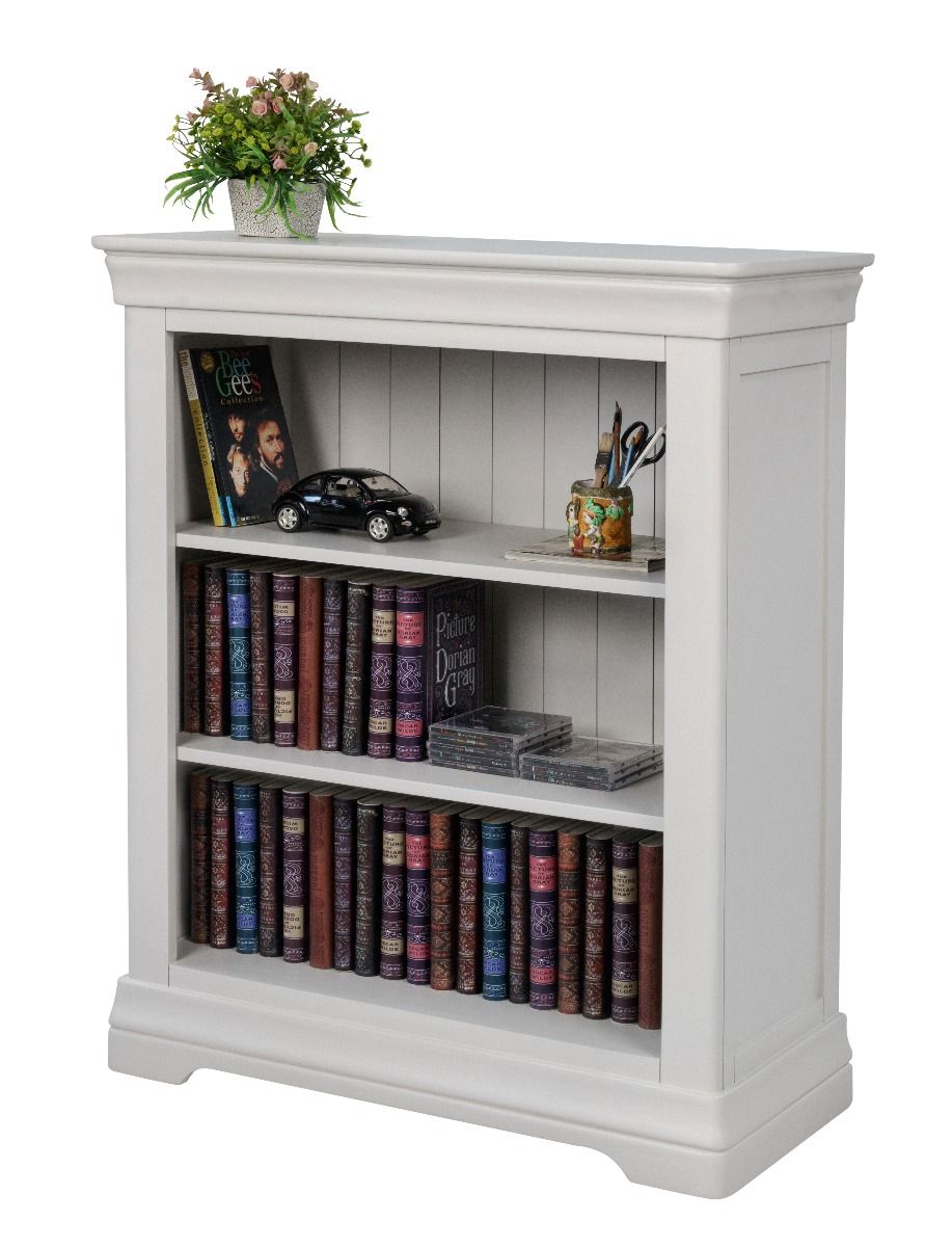 Toulouse Low Small Grey Painted Bookcase | Fully Assembled