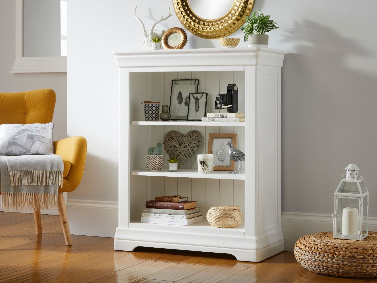 Toulouse White Painted Low Small Bookcase | Free Standard Delivery