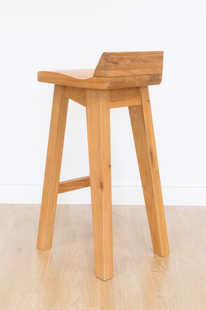 Solid Oak Contemporary Bar Stool | Wave | Free Delivery | Top Furniture